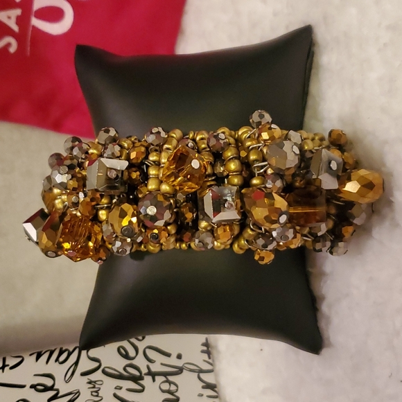 Sassy Jones | Jewelry | Sassy Jones Rochinda Glass Bracelet Gold And ...